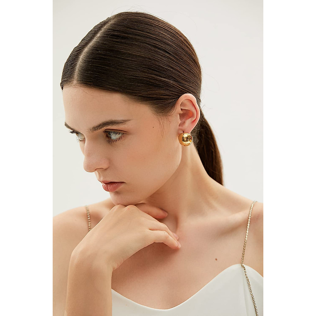 POVIK Clip On Earrings for Women Gold Hoop Earrings 14K Gold Plated Gold Ball Hypoallergenic Earrings Lightweight Chunky Statement Earrings Gift Fashion Jewelry