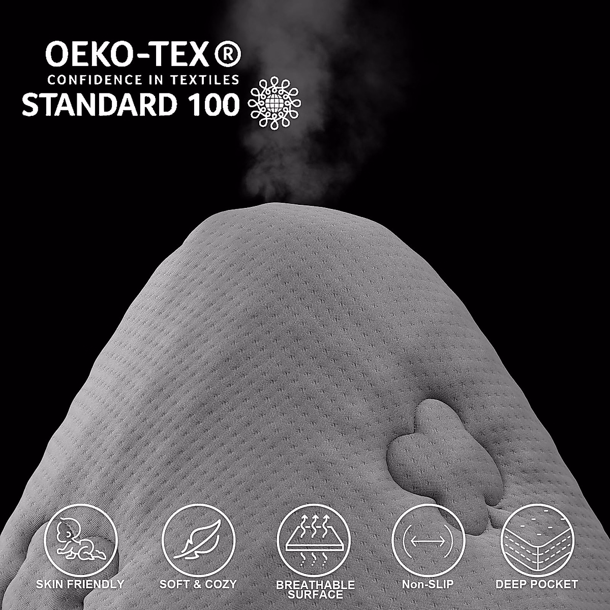 Hansleep Memory Foam Mattress Pad California King, Pillow Top Mattress Topper Cal King for Back Pain Relief with Egg Crate Gel Foam, Breathable Mattresses Cover with Deep Pocket, 78" x 80", Light Grey