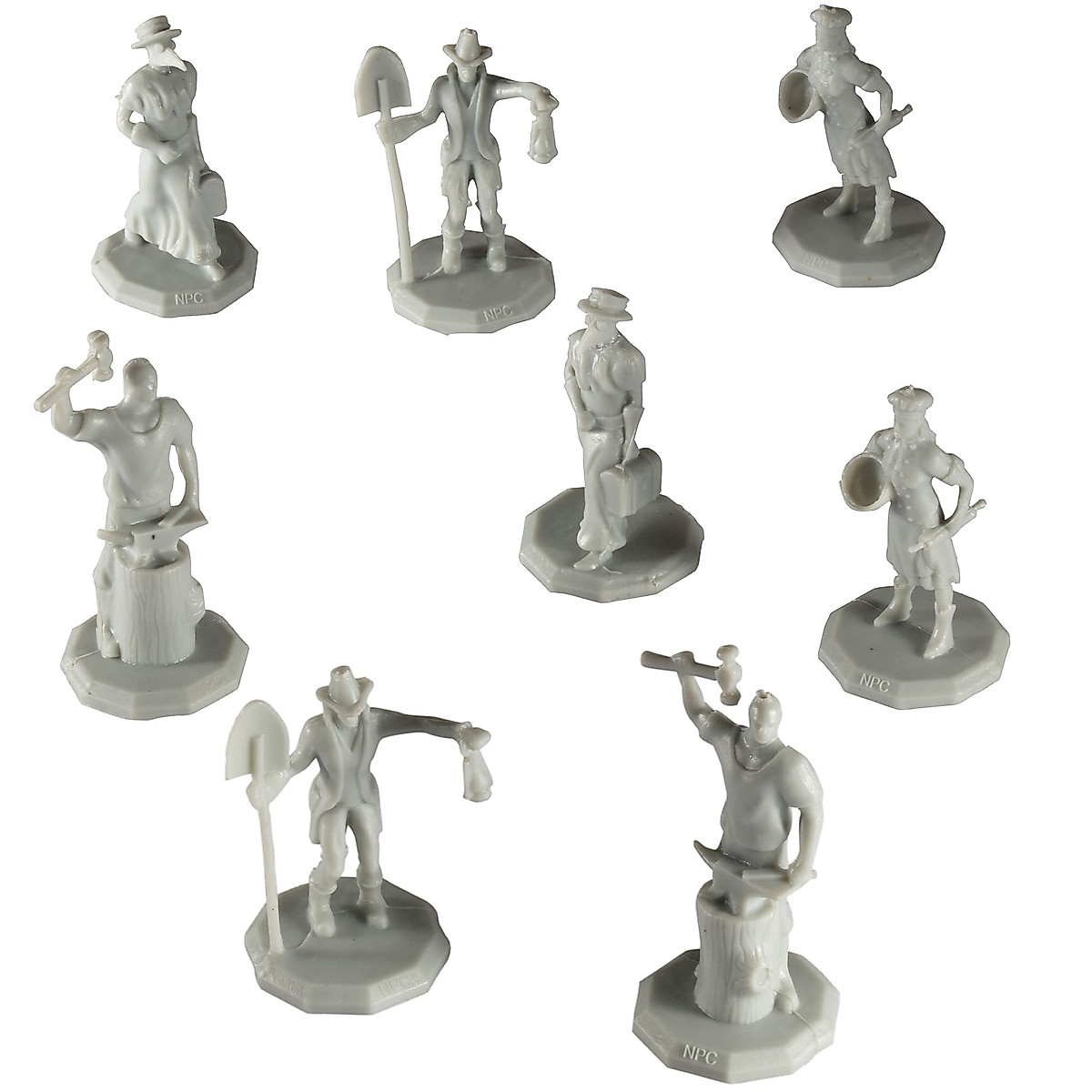 Monster Townsfolk Mini Fantasy Figures - 8pc Tradesmen Non Player Character NPC Miniatures - 1" Hex-Sized Compatible with DND Dungeons and Dragons, Pathfinder, All RPG Tabletop Games