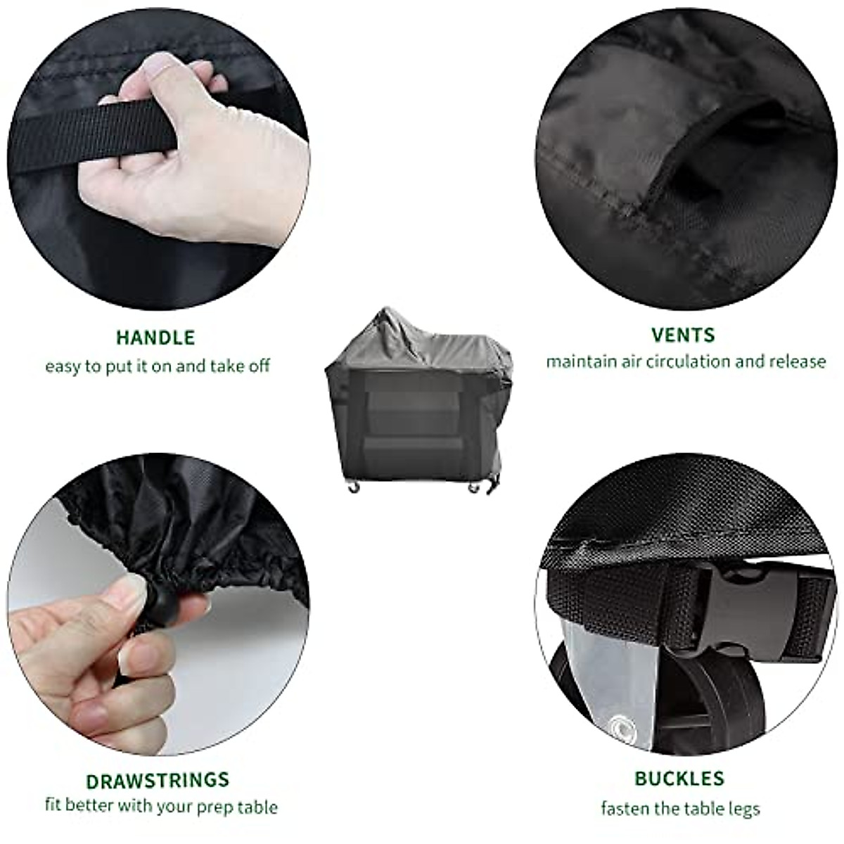 Andacar Outdoor Sink Cover for Cuisinart Outdoor Prep Table, Waterproof Sink Station Cover Dustproof Prep Table Cover Durable Prep Station Cover for Grill Black-48x24x48inch