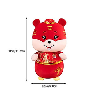 Cabilock 2pcs Suit Toy: Goodie Animal with Decorative Adorable Zodiac Festival Year New for Kids Bedroom Toy Bag Plush of Fluffy Ornament Decoration Doll Design Blessing Decor