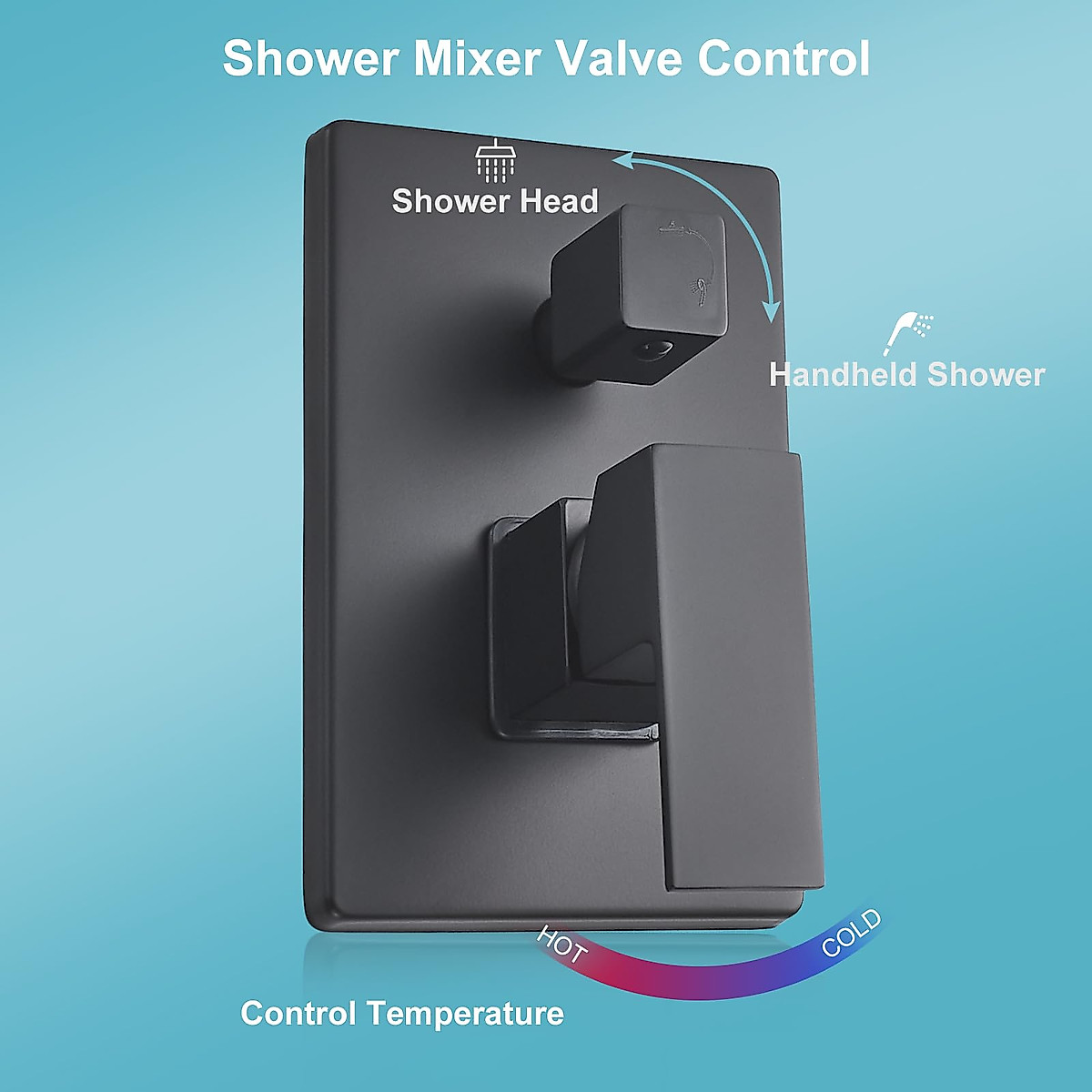 RTTWYYUU Matte Black Shower Head and Handle Set 10 Inch, Rain Shower Head with 2 Hooks, Luxury Rain Shower Set Square Wall Mount for Bathroom with Rain Shower and Handheld Shower System