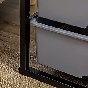 HOMCOM Dresser Storage Drawers with 6 Plastic Bins and Steel Frame, Crafting Bins for Living Room, Bedroom, Grey