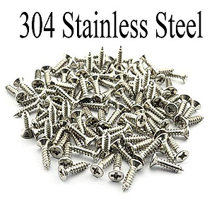 Pro Bamboo Kitchen 100pcs 304 Stainless Steel Flat Head Phillips Wood Screw #4 x 1/2" Half Countersunk Head Self Tapping Screw