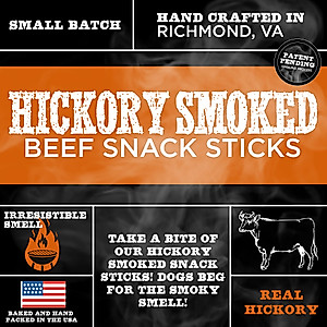 Premium Hickory Smoked Real Beef Dog Treats - Bully Snap Stick, 20 Pack - Reward, Puppy & Dog Training Treats - USA Smoked & Packed - No Additives, 100% Natural, Healthy Rawhide-Free High Protein
