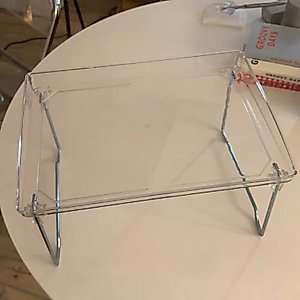 NOTIONSLAND Acrylic Folding Shelf Office Desktop Multi-Layer Transparent Storage Shelf Dormitory Table Double (Double Layer)