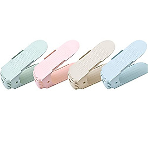 CHICIRIS Shoe Slots, Shoe Stacker Non Slip Double Layer Shoe Space Savers Rack Holder for Closet Organization, 3.9 x 9.8 x 3.1in (Green)