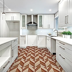 uxcell Peel and Stick Floor Wall Tiles Sticker, 10Pcs 12"x12" Self-Adhesive Wood Grain Floor Stickers Matte Frosted Flooring Tiles for Kitchen Bathroom and Home Decor, Beige+Brown