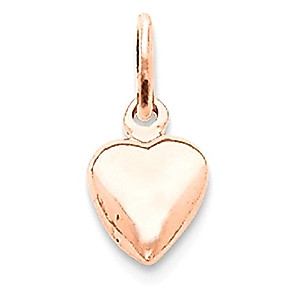 IceCarats 14K Rose Pink Gold Heart Necklace Love Pendant Charm 14mm x 7mm Only