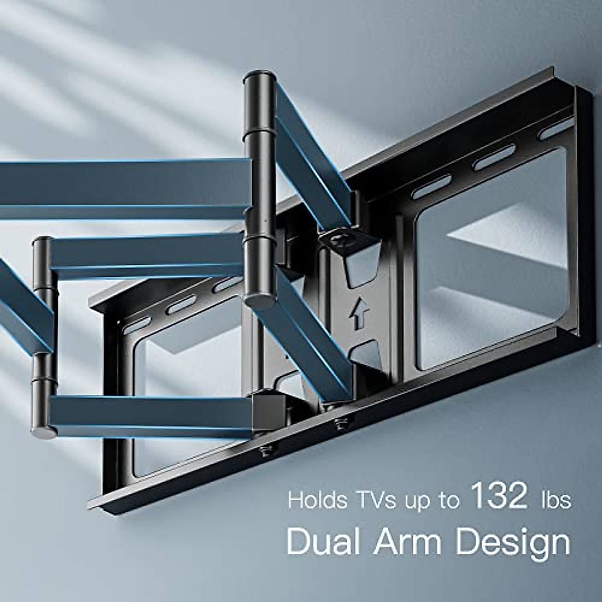 PERLESMITH Full Motion TV Wall Mount for 37-82 inch TVs up to 132 lbs, Max VESA 600x400mm, TV Bracket with Dual Articulating Arms, Tilt, Swivel, Extension, 16" Wood Studs, PSLFK1