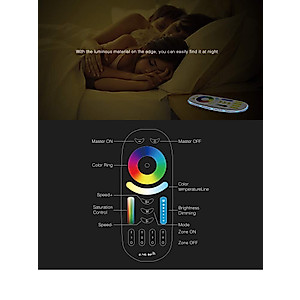 LGIDTECH FUT092 Miboxer 4-Zone RGB+CCT 2.4GHz RF Remote Controller(Not Include Battery) for Milight/Miboxer LED Light Bulb,Flood Light,Led Strip Controller