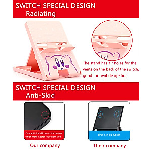 Busjoy Stand for Nintendo Switch, Switch OLED, Switch Lite, Iphone 15, Steam Deck, Cute Game Theme for Splatoon 3, Portable Foldable Angle Switch Holder Non-Slip Bracket-Black