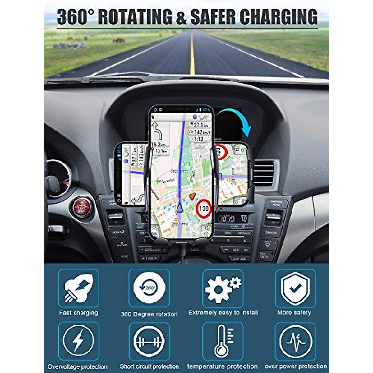 Wireless Car Charger,10W Qi Fast Charging Auto-Clamping Car Phone Mount Air Vent Phone Holder Compatible with iPhone 13/12/12Pro/SE/11/11Pro/11ProMax/XSMax/XS/XR,Samsung S10/S9/S8/Note10