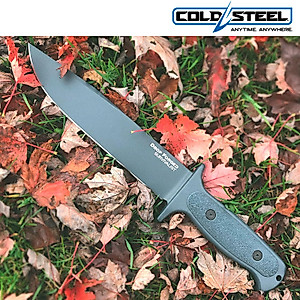 Cold Steel Drop Forged Survivalist 8" 52100 High-Carbon Steel Clip Point Fixed Blade EDC Tactical Hunting Utility Knife, 5" Ergonomic Handle, Weather-Resistant Secure-Ex Sheath