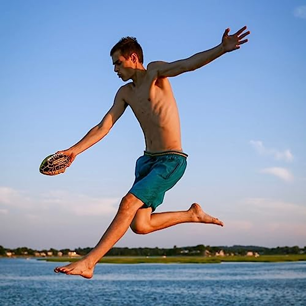 Wave Runner Grip It Waterproof Football- Size 9.25 Inches with Sure-Grip Technology | Let's Play Football in The Water! (Random Color)