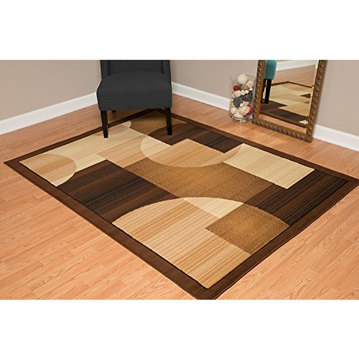 United Weavers Dallas Zoom Area Rug – Brown, 5x8, Contemporary Indoor Rug with Jute Backing, Geometric Pattern