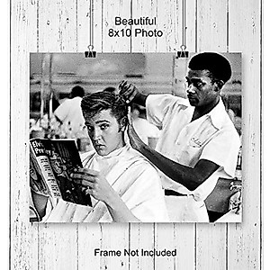 Vintage Elvis Photo, Wall Art Decor - Barbershop Haircut Photograph for Salon, Barber Shop, Bathroom, Living Room, Bedroom - Gift for Country Music, Graceland Fan, Hair Stylist - 8x10 Poster