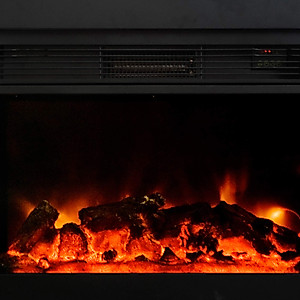 AA Warehousing FP Electric Fireplace Insert, Large, Black
