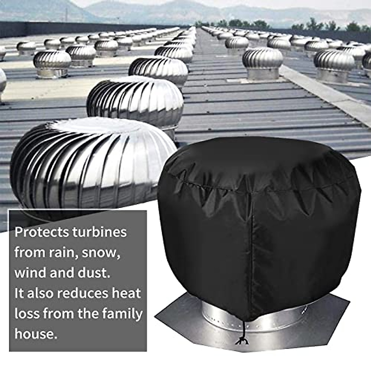 Turbine Roof Vent Cover House - Nopwer Roof Turbine Hoods Shield Canvas 20" x 20" 2Pcs Black