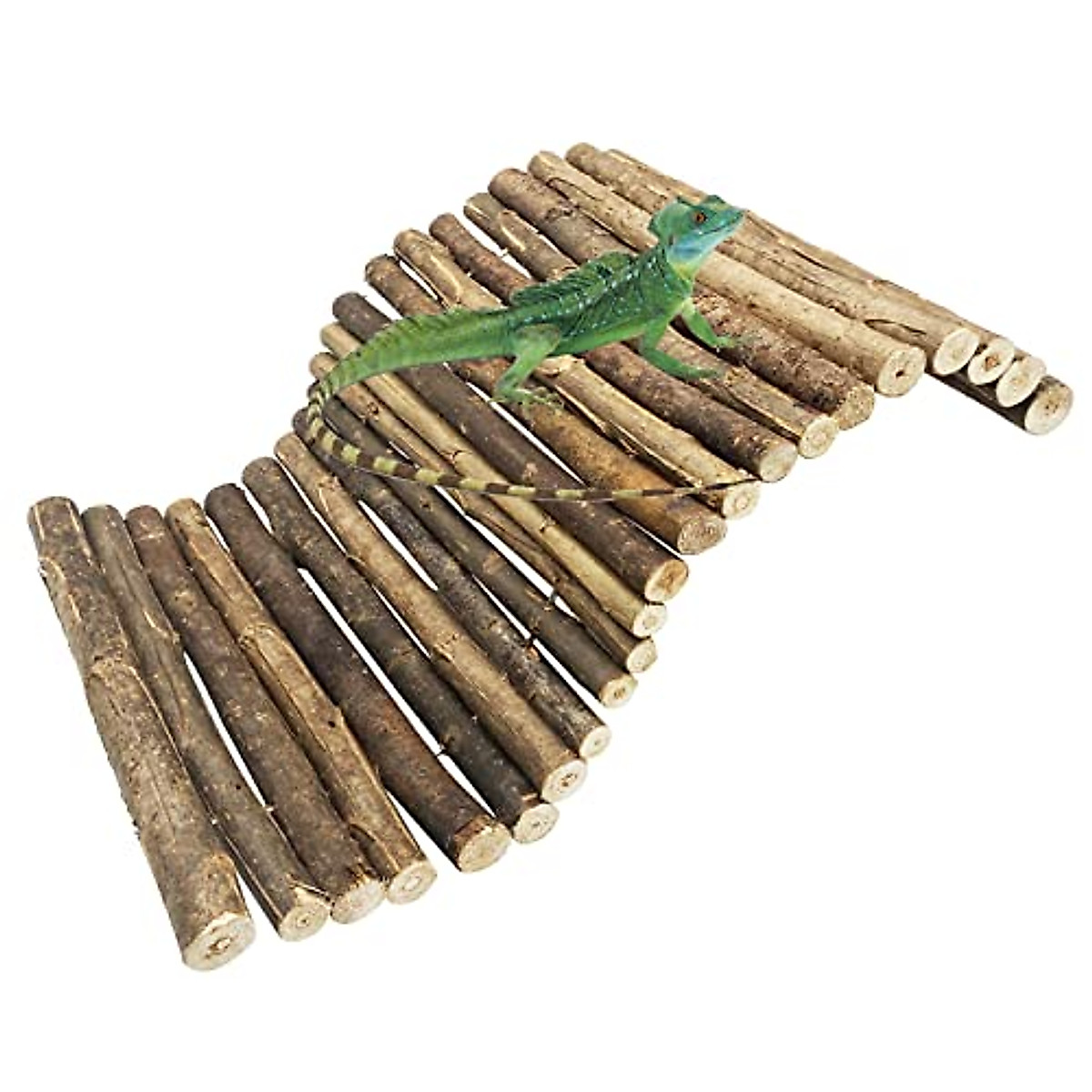 BNOSDM 13.78’’ x 20’’ Reptile Hideout Wooden Bridge Lizard Hide Caves Bearded Dragon Habitat Accessories for Gecko Snake Frog Chameleon Iguana Tortoise