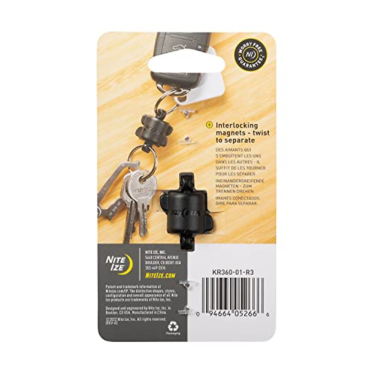 Nite Ize Polycarbonate Keyring 360 Magnetic Quick Connector, Magnetic Locking Split Rings for Keys