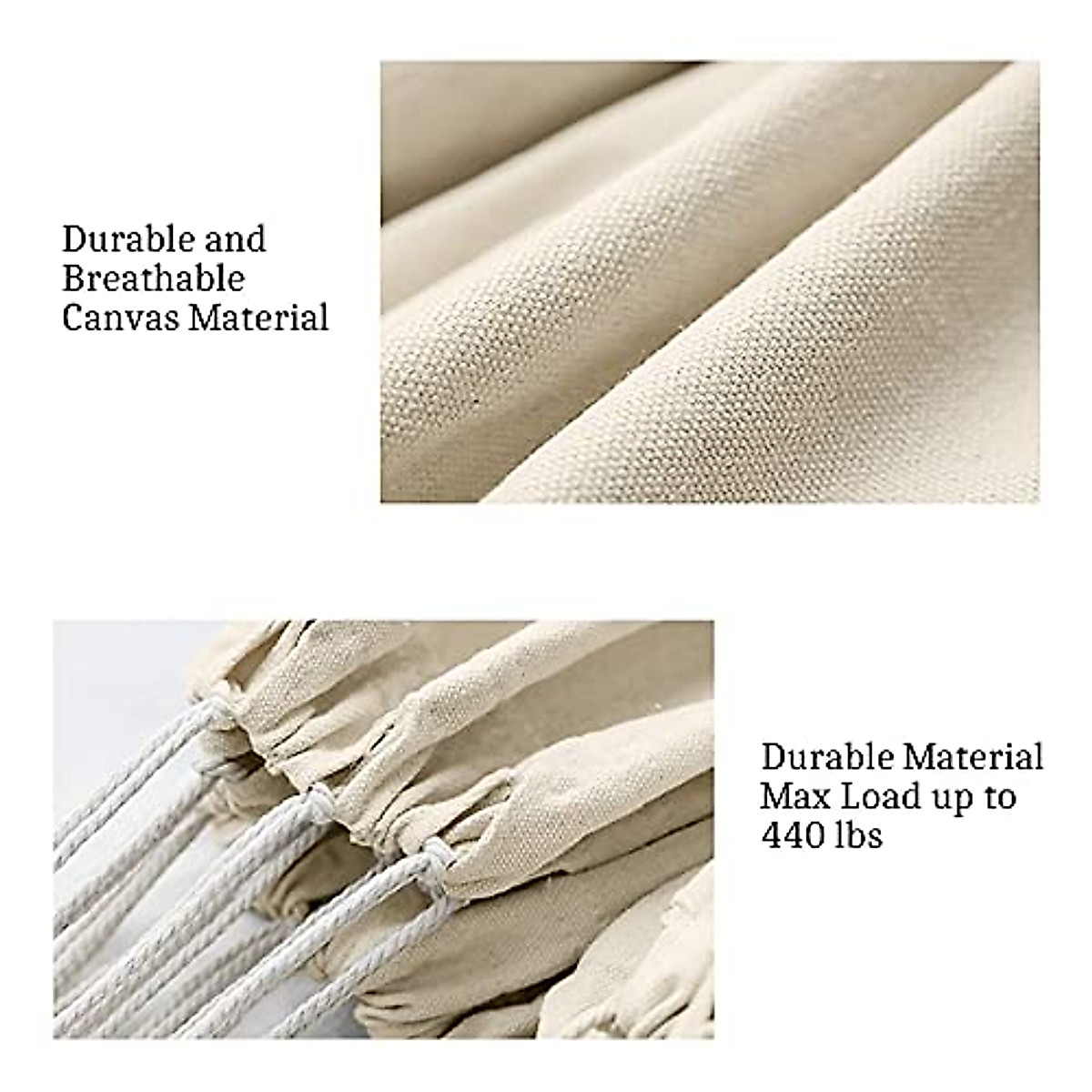 Xuanmuque Double Sized Boho Macrame Black Hammock with Elegant Tassels and Fishtail Knitting 485Lbs Includes Tie Ropes and Black Drawstring Bag for Women