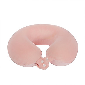 Makimoo Travel Neck Pillow, Top Memory Foam Pillow for Head Support, Ideal for Airplanes, Cars, and Home Recliners, Adjustable and Soft (Pink)