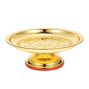 Hemoton 1pc Fruit Plate Cupcake Display Holder Fruit Holder Buddhist Bowl Appitizer Dish Buddha Decoration God Offering Bowl Buddhist Offering Plate Cake Dome Candy Bowl Counter Zinc Alloy