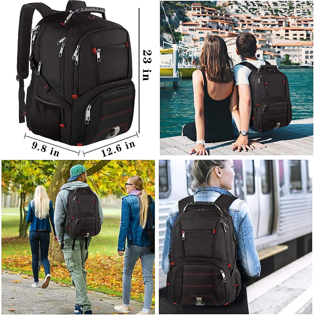 Travel Laptop Backpack,50L Extra Large Backpack for Men Women with USB Charging Port,TSA Friendly Durable Big Computer bag Tech Backpack RFID Heavy Duty Business College School Bookbag Fit 17''Laptops