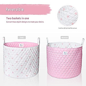 Lulumoon Large Pink Storage Basket Baby Laundry Basket, 17.7" x 15.7"