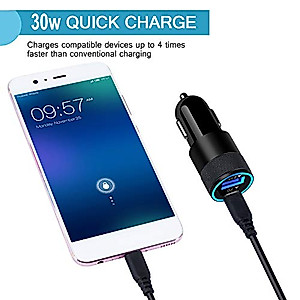 Car Charger Adapter Fast Charging Type C for iPhone 14 13 12 11 Mini/Pro Max XR XS X Samsung Galaxy S10 S20 A12 A50,Quick Charger+PD3.0 30w Dual USB C Car Cigarette Lighter Charger Cargador para Carro