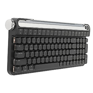 TOPINCN Typewriter Keyboard, 1500mAh Battery Dual Connection Modes Red Switch Retro Bluetooth Mechanical Keyboard with Keypad for Gaming (Black)