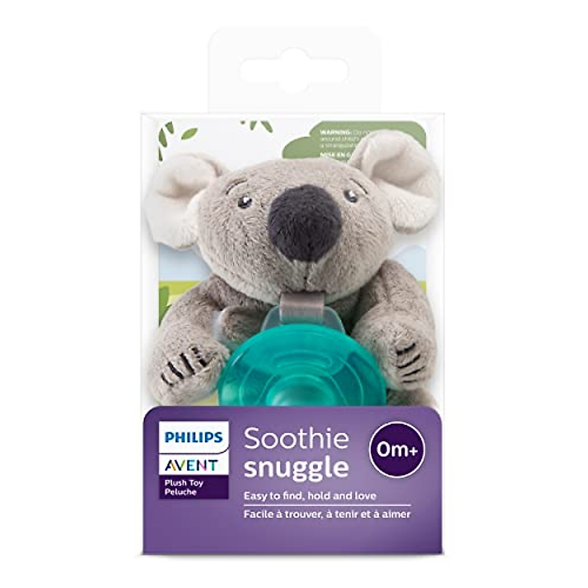 Philips AVENT Soothie Snuggle Pacifier Holder with Detachable Pacifier, Koala, 0m+, SCF347/06