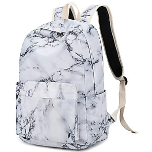 School Backpack Teen Girls Lightweight College Waterproof School Laptop Casual Backpack (Marble)