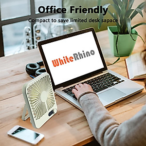WhiteRhino Desk Fan 2000mAh Rechargable Fan,USB Fan Portable Table Air Circulator Fan with Aromatherapy,100 Speeds,39ft,180° Tilt,Ultra Quiet Digital Display Personal Fan Table Fan for Home Office