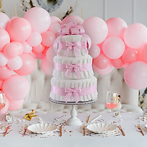 Classic Pastel Baby Shower Diaper Cake (3 Tier, Pink)