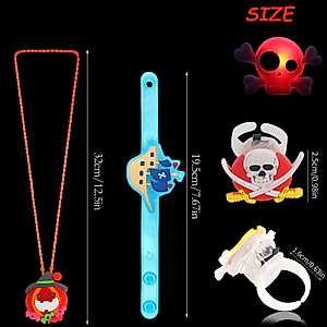 DIYASY 63 Pcs Halloween Party Favors, Light Up Rings Necklace LED Flash Bracelets Lighted Brooches Bulk Glow Toys Party Supplies Decorations for Kids