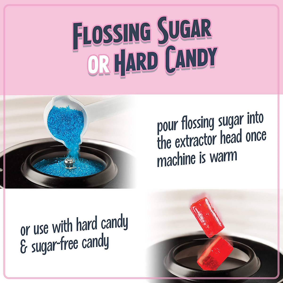 Nostalgia Retro Countertop Cotton Candy Maker, Vintage Candy Machine for Hard Candy & Flossing Sugar, Pink