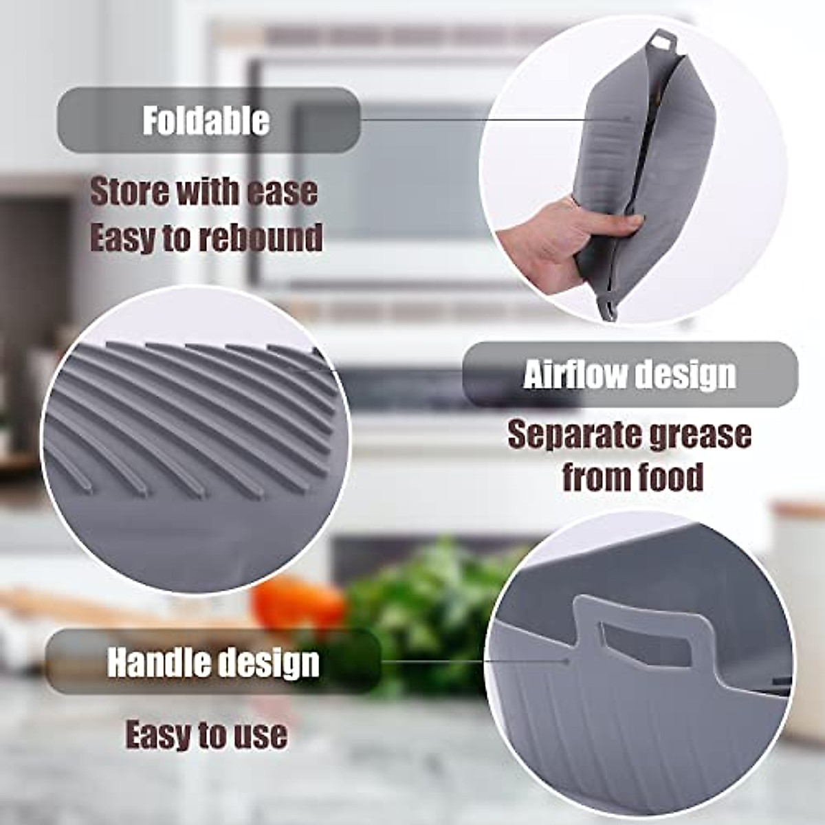 Golden Associate Silicone Liners Square 9 Inches for Large Air Fryer, 2 Pcs Non-stick Food-grade Reusable Silicone Pot Baking Tray