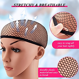 EBOOT 3 Pcs Wig Caps Black Mesh Wig Cap Net Neutral Nude Beige Wig Cap for Lace Front Wig for Women Men Halloween, Cosplay