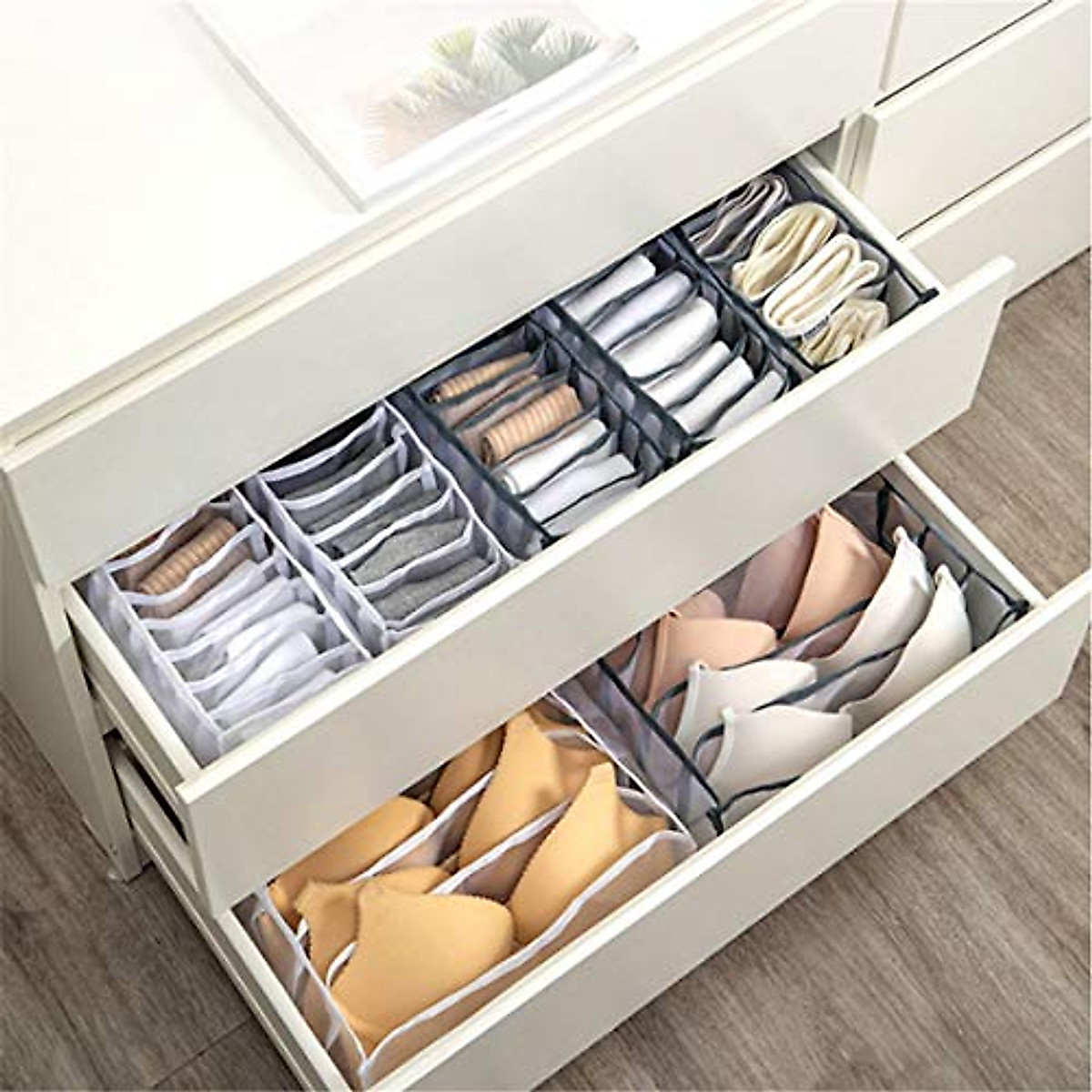 3Pcs/set 3 In 1 Storage Box Container Drawer Divider Lidded Closet Boxes for Ties Socks Bra Underwear Mask Organizer