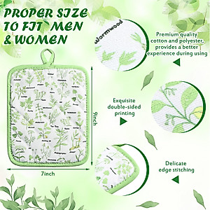 Cunhill 4 Pcs Oven Mitts and Pot Holders Set Sage Green High Heat Resistant 300 Degree Heat Spring Kitchen Cotton Oven Glove with Hanging Loops for Baking Cooking BBQ