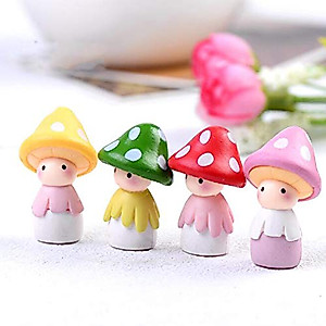 Mushroom Doll Figurines, 8 Pcs Miniature Fairy Garden Micro Landscape Dollhouse Plant Pots Bonsai Craft Decor Outdoor Decoration