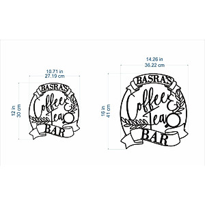 Personalized Coffee and Tea Bar Metal Name Sign Custom Laser Cut Cup Coffee Housewarming Gift for Mom, Grandma, Coffee Lover Metal Wall Art Home Decor Kitchen Sign Hanging Decorations Coffee Station