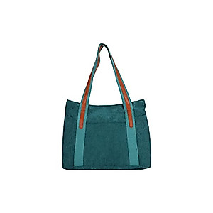 Ulisty Women Corduroy Pockets Tote Bag Casual Shoulder Bag Daily Shopping Bag Fashion Handbag green