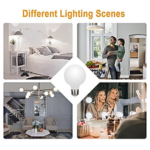KGC LED Edison Globe Light Bulbs, Neutral White 4000K CRI 90, LED Filament Light Bulb, 5W Equivalent to 40W, G25(G80) Dimmable, Milky Glass, Bathroom Vanity Mirror Light, Pack of 6