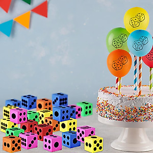 Foam Dice for Kids, Bulk Set of 48, 1.5 Inch Large Foam Dice Set in Assorted Colors, Great as Foam Dice for Classroom, Casino Party Decorations, and Colored Dice for Board Games