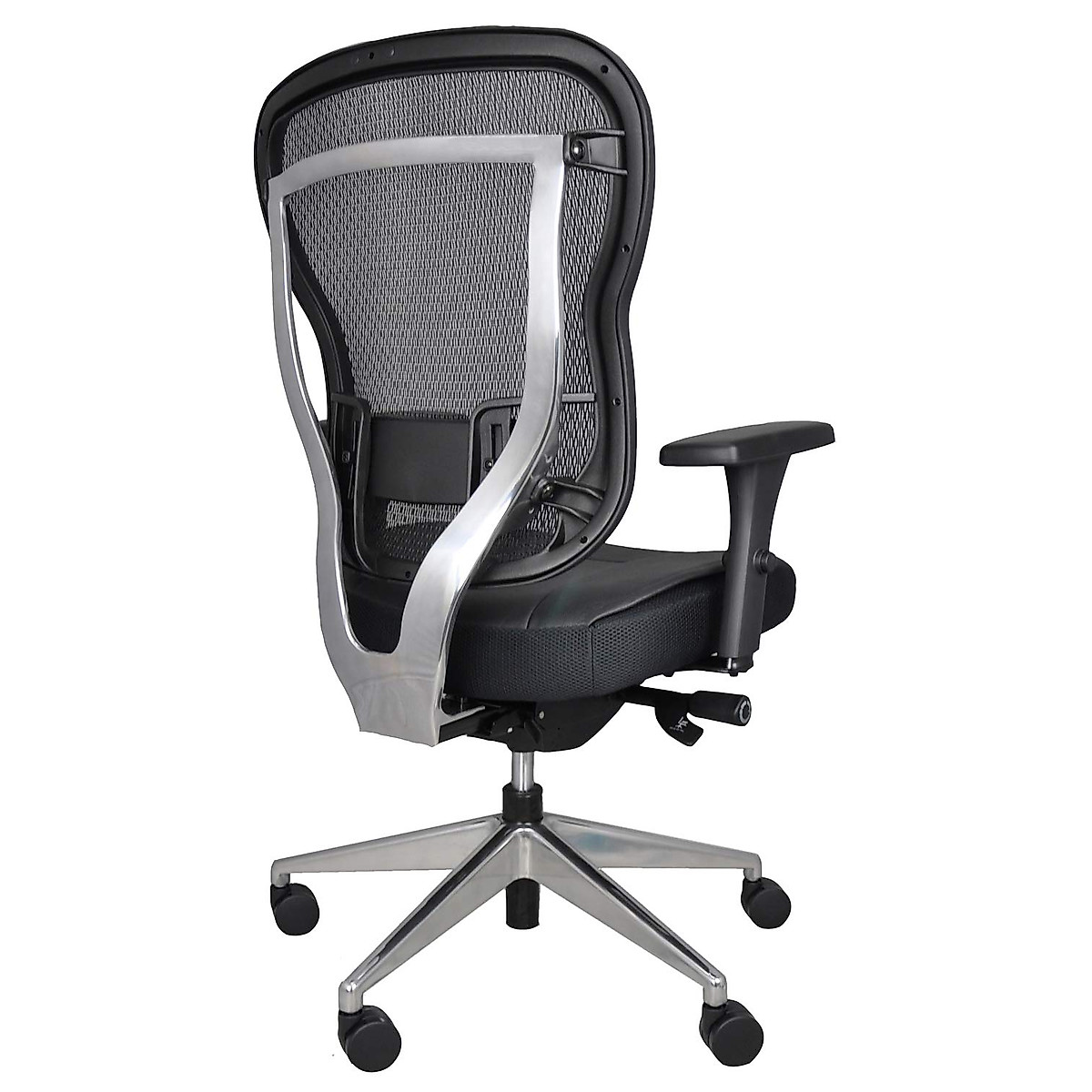 Oak Hollow Furniture Aloria Series Office Chair Ergonomic Executive Computer Chair, Genuine Leather Seat Cushion, Mesh Back, Adjustable Lumbar Support Swivel and Tilt High-Back (Black)