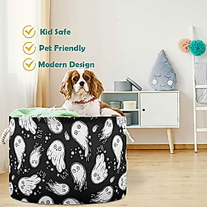 visesunny Collapsible Large Capacity Basket Ghost Cartoon Character Clothes Toy Storage Hamper with Durable Cotton Handles Home Organizer Solution for Bathroom, Bedroom, Nursery, Laundry,Closet