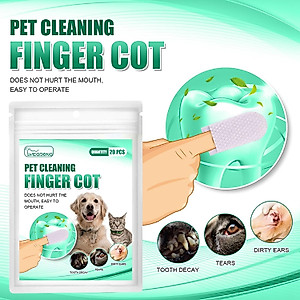 20PCS Teeth Cleaning Finger Wipes,Dog Eye WipesCleaning Wipes for Pet Teeth and Finger Covers, for Cleaning Teeth Ears and Eyes Suitable for Dogs and Cats Removes Dirt and Discharge